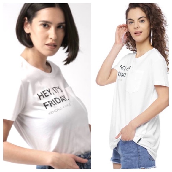 Kendall & Kylie | Tops | Nwt Women Kendall Kylie Hey Its Friday Tee Top ...